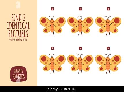 Cartoon Illustration of Find Identical Pictures Educational Activity ...