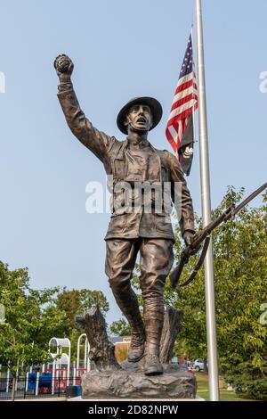 "Spirit of the American Doughboy” bronze statue in Muskogee, OK honoring World War I veterans ...