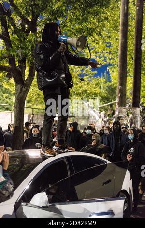 Seattle, USA Jun 3, 2020: Raz Simone leading a protest at Chaz located ...