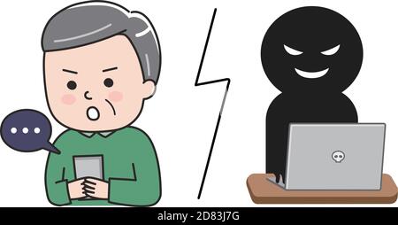 Man got scammed on the internet. Vector illustration isolated on white ...