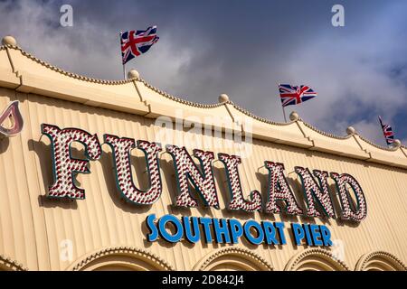 Silcocks Funland amusement centre at Southport Pier, Merseyside ...
