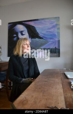 Toronto artist Rae Johnson at her Toronto home in 2018 with her ...