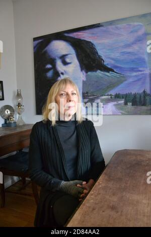 Toronto artist Rae Johnson at her Toronto home in 2018 with her ...