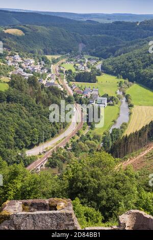 The view from the Bourscheid Castle Stock Photo - Alamy
