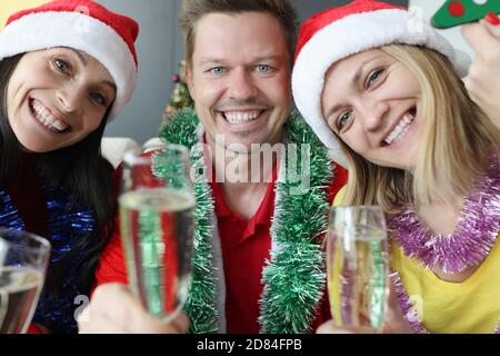 New Year tree decorations glasses Stock Photo - Alamy