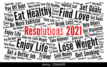 Resolutions 2021 word cloud concept Stock Photo - Alamy
