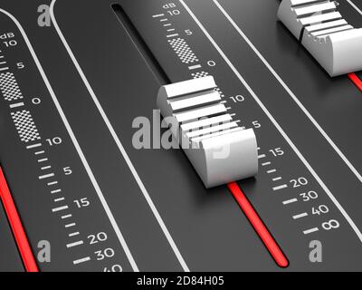DJ sound mixing console with sliders. 3d illustration Stock Photo - Alamy