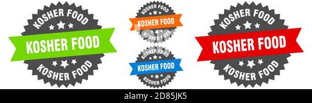 kosher food sign. kosher food round ribbon sticker. kosher food tag ...