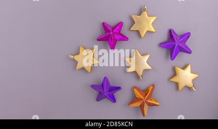 Gray Christmas decorations on pink Stock Photo - Alamy