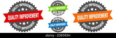 quality improvement sign. quality improvement round ribbon sticker ...