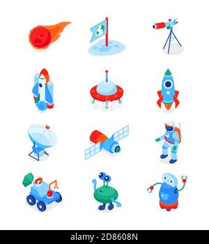 Space alien icon isometric vector. Funny monster. Planet ship Stock ...