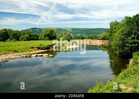 River Usk from the Usk Valley Walk, The Bryn near Abergavenny ...