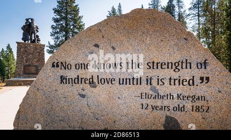Interpretive sign at Donner Memorial State Park, Truckee, California ...