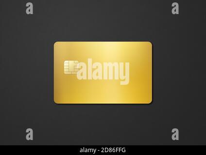 Gold credit card template on a black background banner. 3D illustration ...