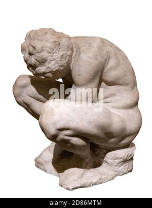 Crouching boy marble sculpture by Michelangelo, Hermitage State Museum ...