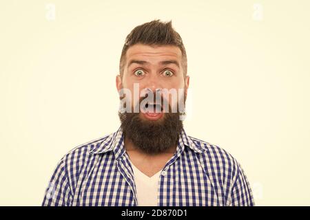 No way. Wondering concept. Handsome surprised man wonder. Surprised guy ...