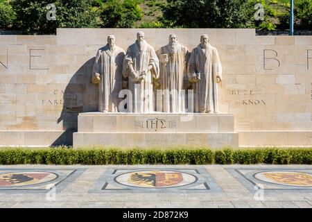 The four statues at the center of the Reformation Wall in Geneva ...
