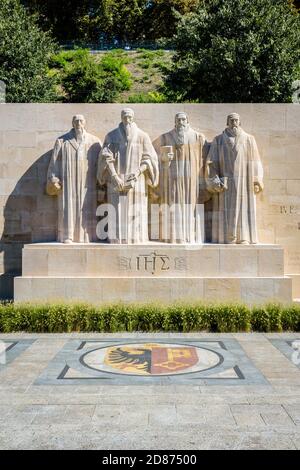 The four statues at the center of the Reformation Wall in Geneva ...