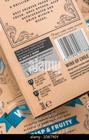 Boxed white wine from ASDA with alcohol units label / alcohol awareness ...