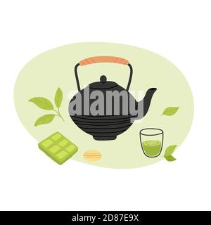 Matcha latte cartoon vector illustration Stock Vector Image & Art - Alamy
