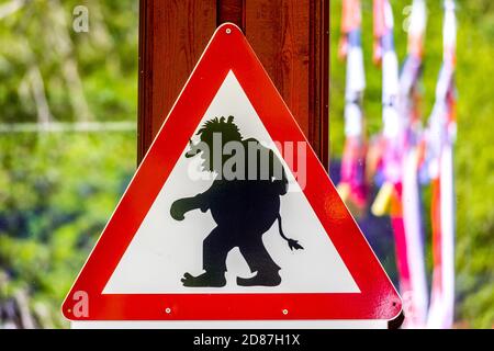 Caution troll sign Stock Photo - Alamy