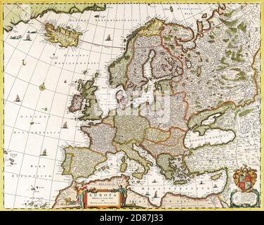 Antique Maps of the World Map of Europe Conrad Lotter c 1760 Stock ...
