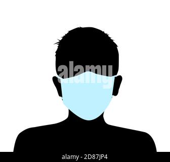 woman wearing medical surgical face mask , silhouette style icon vector ...