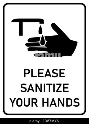 Please Sanitize Your Hands Vertical Hygiene Warning Poster Sign with an ...
