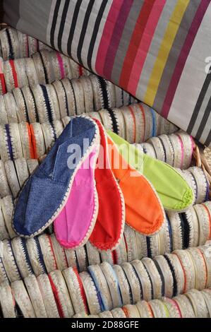 Rope espadrilles popular in Catalonia and the Basque country where they ...