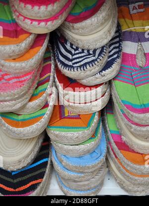Rope espadrilles popular in Catalonia and the Basque country where they ...
