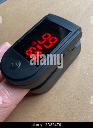 Pulse oximeter measuring oxygen saturation in blood and heart rate ...
