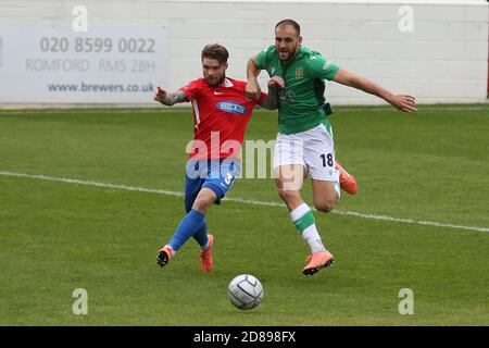 Elliot Johnson of Dagenham and Redbridge and Albi Skendi of Yeovil Town ...