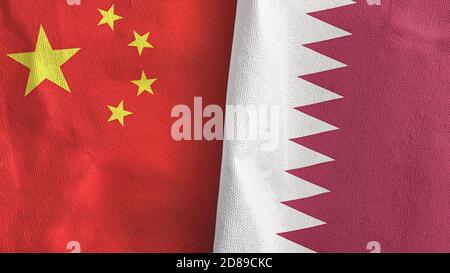 China and Qatar two flags textile cloth 3D rendering Stock Photo - Alamy