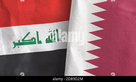 Qatar Flag with Iraq Flag, 3D rendering with blue sky Stock Photo - Alamy