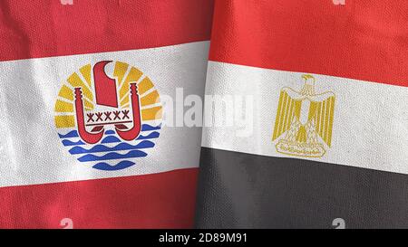 Egypt and French Polynesia flags. 3D Waving flag design. French ...