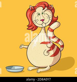 begging cat cartoon illustration Stock Photo - Alamy