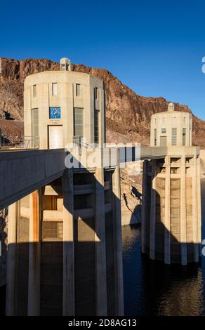 Hoover Dam's walking Bridge with Towers Stock Photo - Alamy