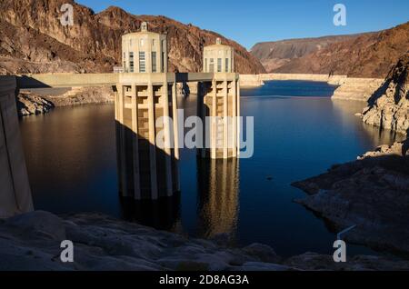 Hoover Dam's walking Bridge with Towers Stock Photo - Alamy