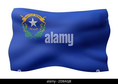 3d rendering of a detailed and textured Nevada USA State flag on white ...