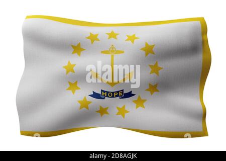 3d rendering of a detailed and textured Rhode Island USA State flag ...