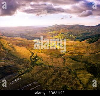 Aerial view of Tymeen in the bluestack mountains in Donegal - Ireland ...