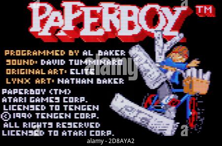 Paperboy - Atari Lynx Videogame - Editorial use only Stock Photo - Alamy