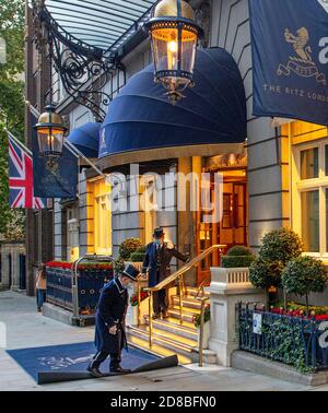 Entrance to The Ritz Hotel on Arlington Street, Mayfair, London Stock ...