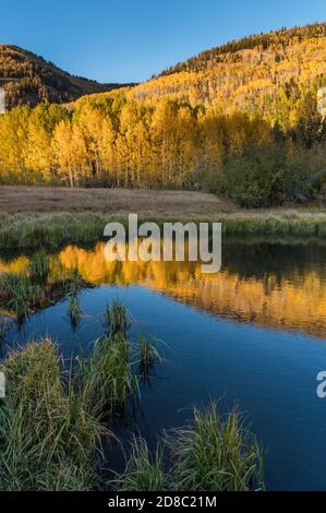 The La Sal Mountains reflected in evaporation ponds at a potash ...