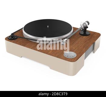 Vinyl record player or DJ turntable with retro vinyl disk on white ...