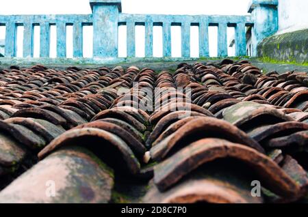 Indian house with traditional roof design at coastal side of ...