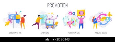 Promoters advertise a company or product to a target audience Stock ...