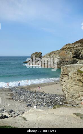 Trevellas Porth Beach, North Cornwall, England, UK in September Stock ...