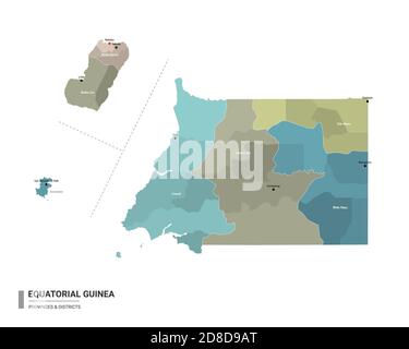 Equatorial Guinea country detailed editable map with regions cities and ...
