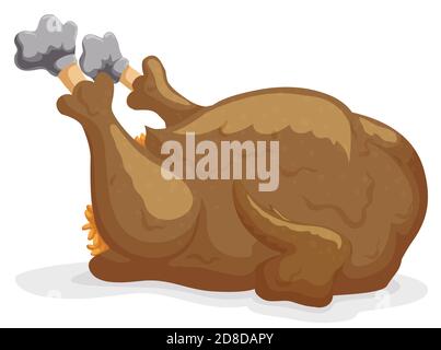 Thanksgiving design with roasted turkey over sunflower and brown ...